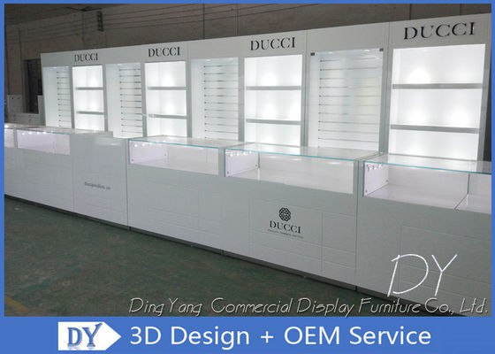 Glossy White Jewelry Display Showcases Fully With Led Lights Locks ...