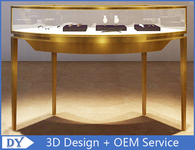Curve Shape Jewellery Shop Display Counters With Glass Light For ...