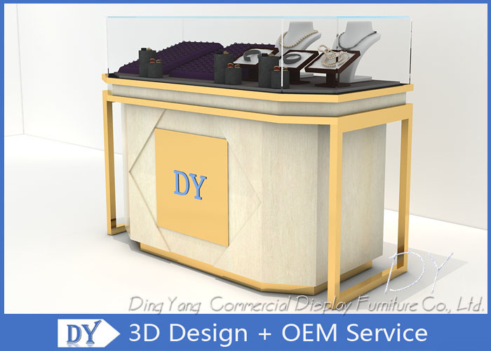 Lockable Retail Jewelry Store Display Counter With OEM Logo Gold ...