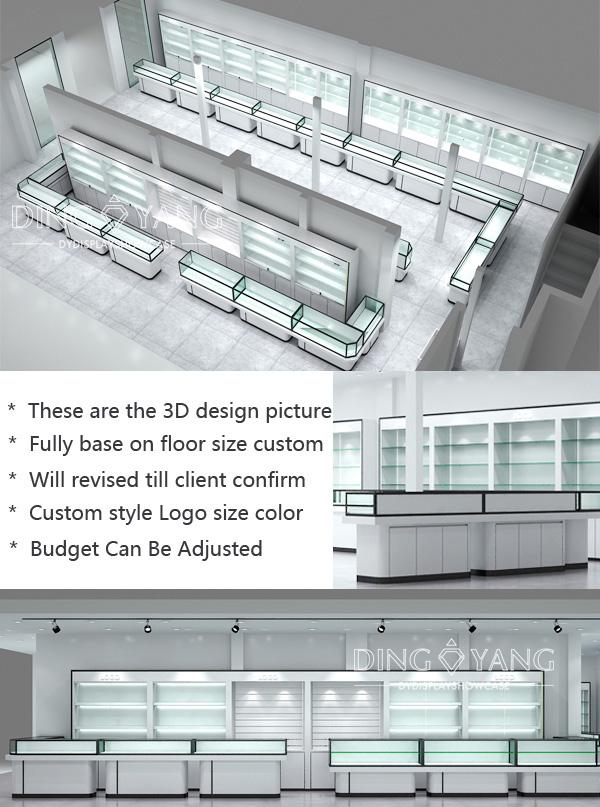 Custom Made Stain Steel Showroom Display Cabinets
